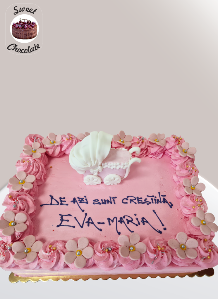 Tort Botez Carucior Copii Roz – Sweet Chocolate